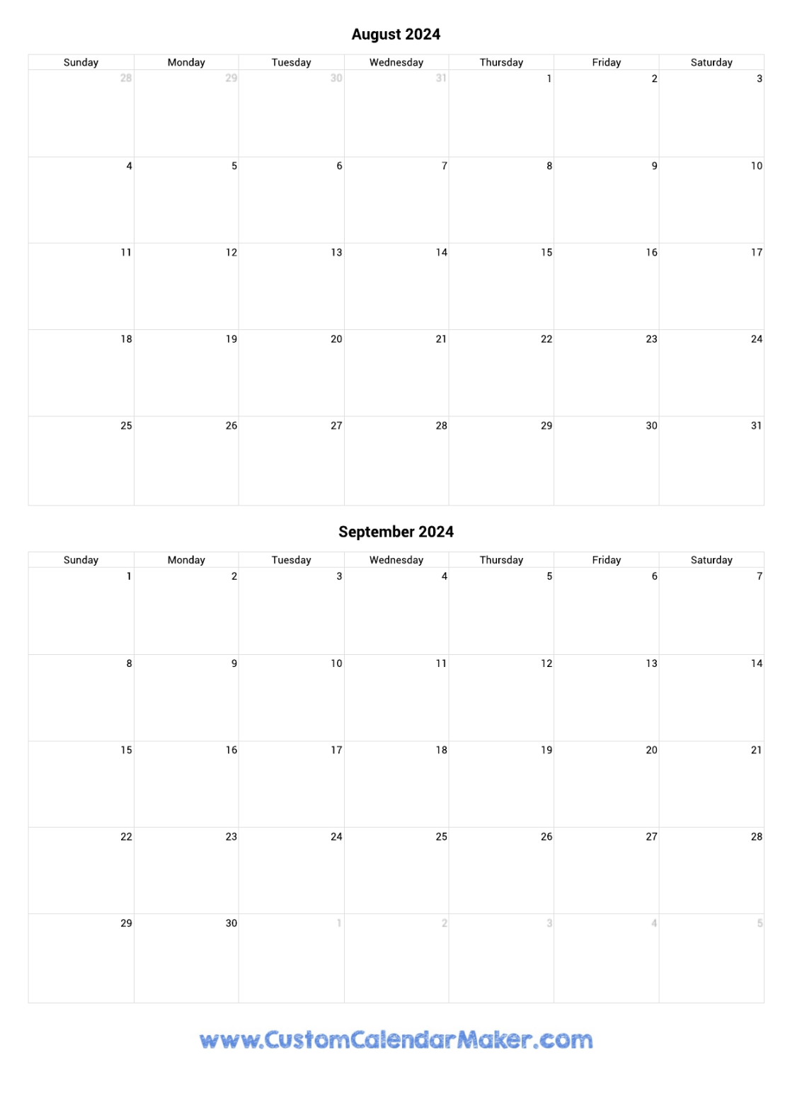 August-september 2024 Calendar - Good calendar idea